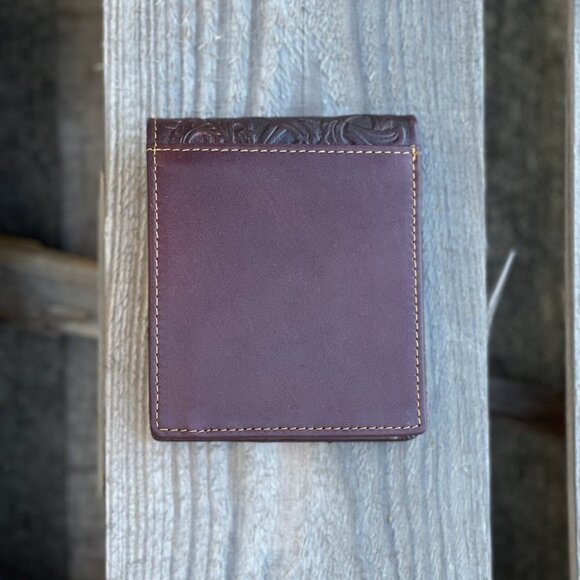 Accessories | Embossed Rooster In Coffee Brown Leather With Turquoise ...